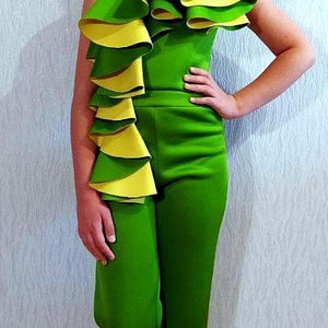 Green Yellow Jumpsuit Pageant Fun Fashion Girls Neoprene | Etsy