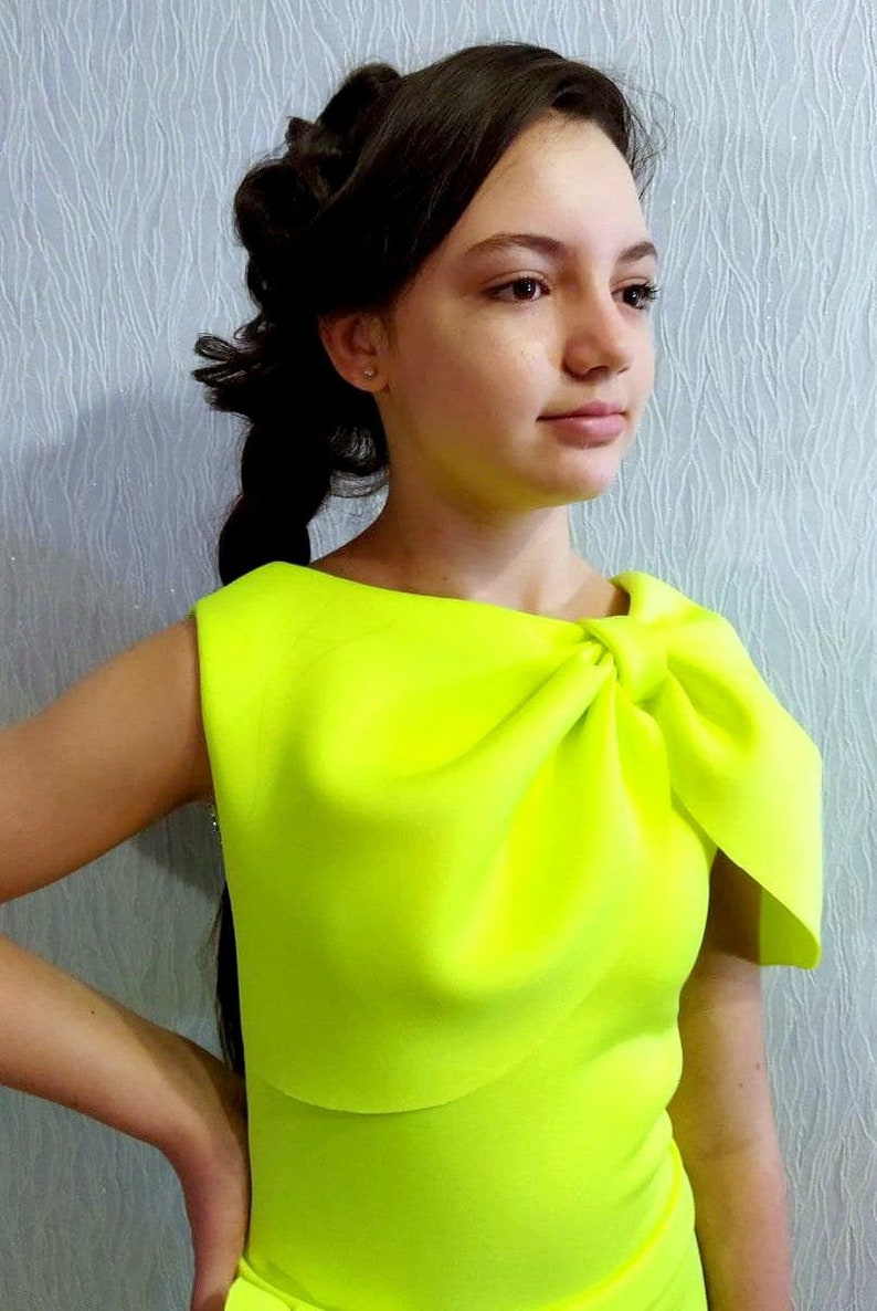 Yellow Pageant Interview girls outfit Bright yellow neoprene | Etsy