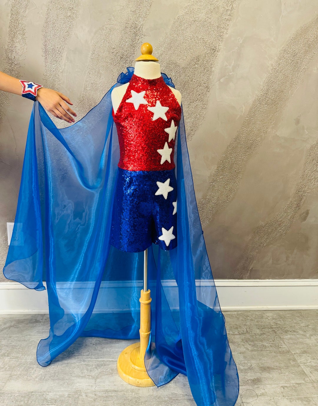 Red White Blue Wear With Cape Pageant Fun Fashion Girls Patriotic ...