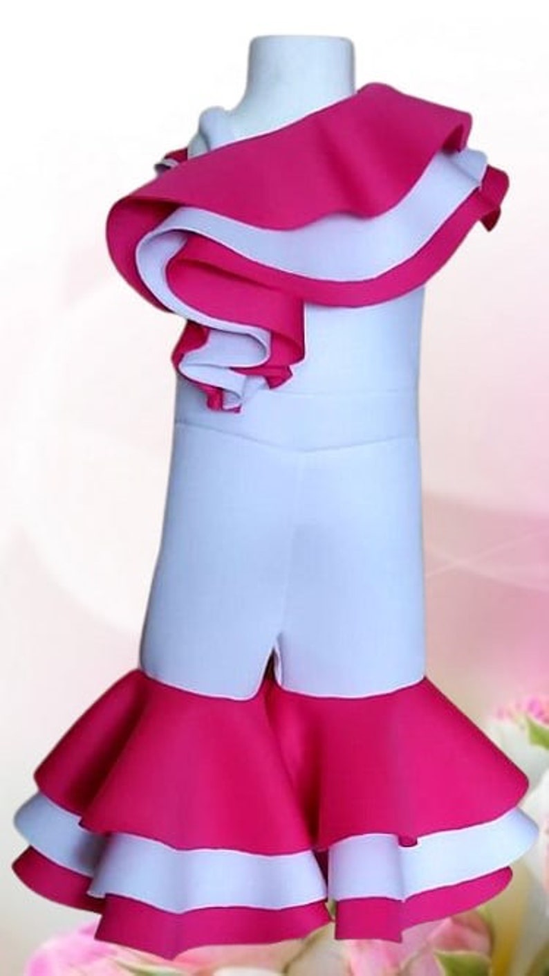 Hot Pink White Interview Jumpsuit Pageant Pink White Outfit Girls ...