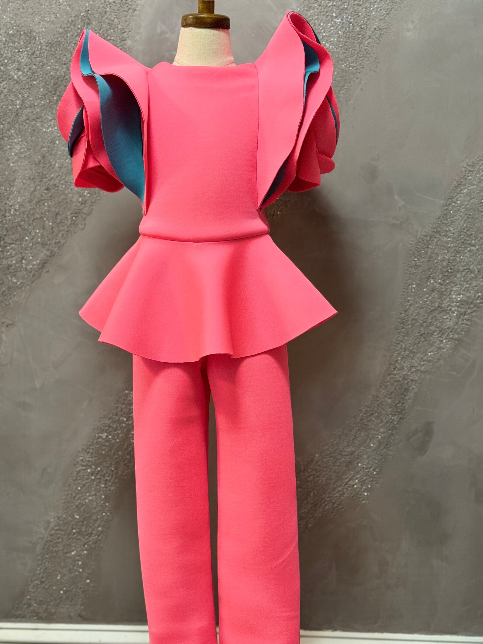 Yellow Hot Pink Interview Jumpsuit Pageant Pink Outfit Girls Neoprene ...