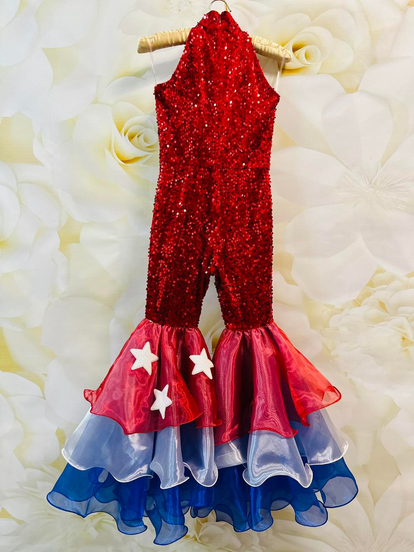 Red White Blue Jumpsuit Pageant Fun Fashion Girls Sequins Sparkly ...