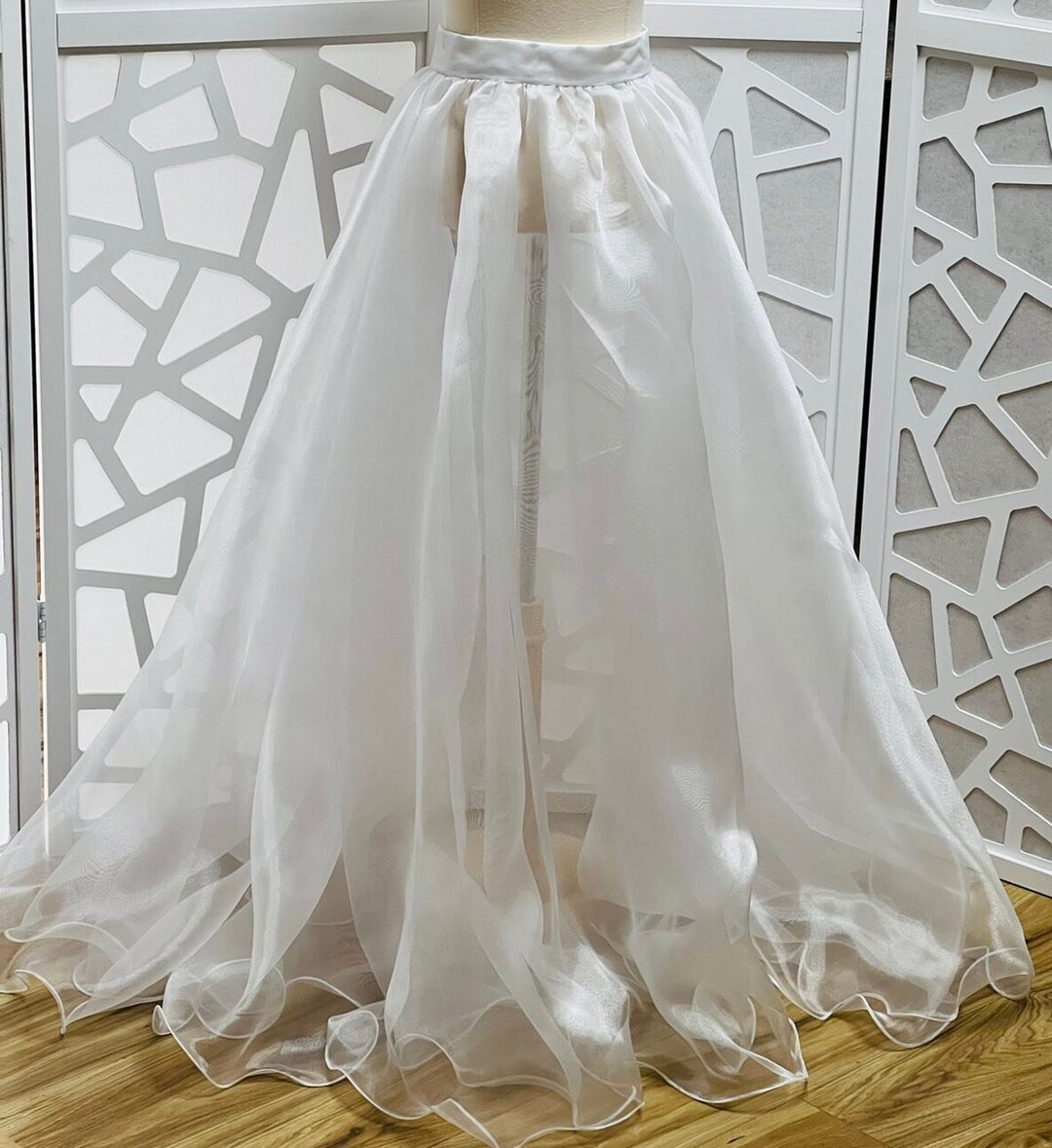 White Organza Pageant Runway Skirt Girls White Waist Cape White Fun ...