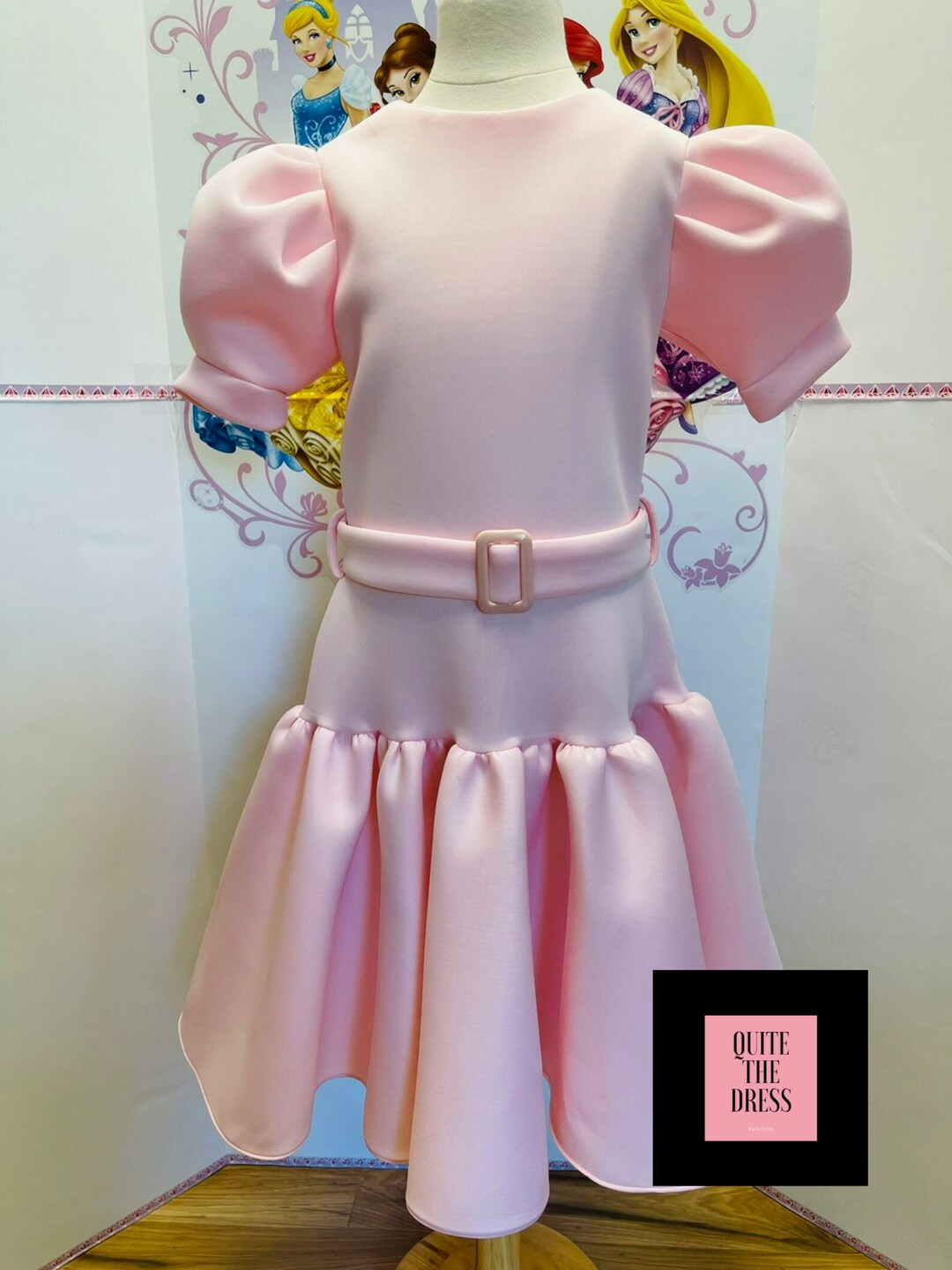 Bubble Pink Interview Pageant Dress With Belt Girls Neoprene Fluffy ...