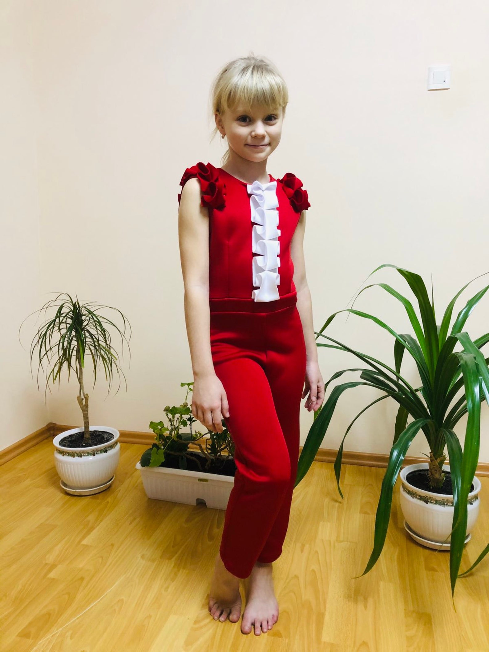 Red Interview Jumpsuit Pageant Red Outfit With Ruffles Girls | Etsy