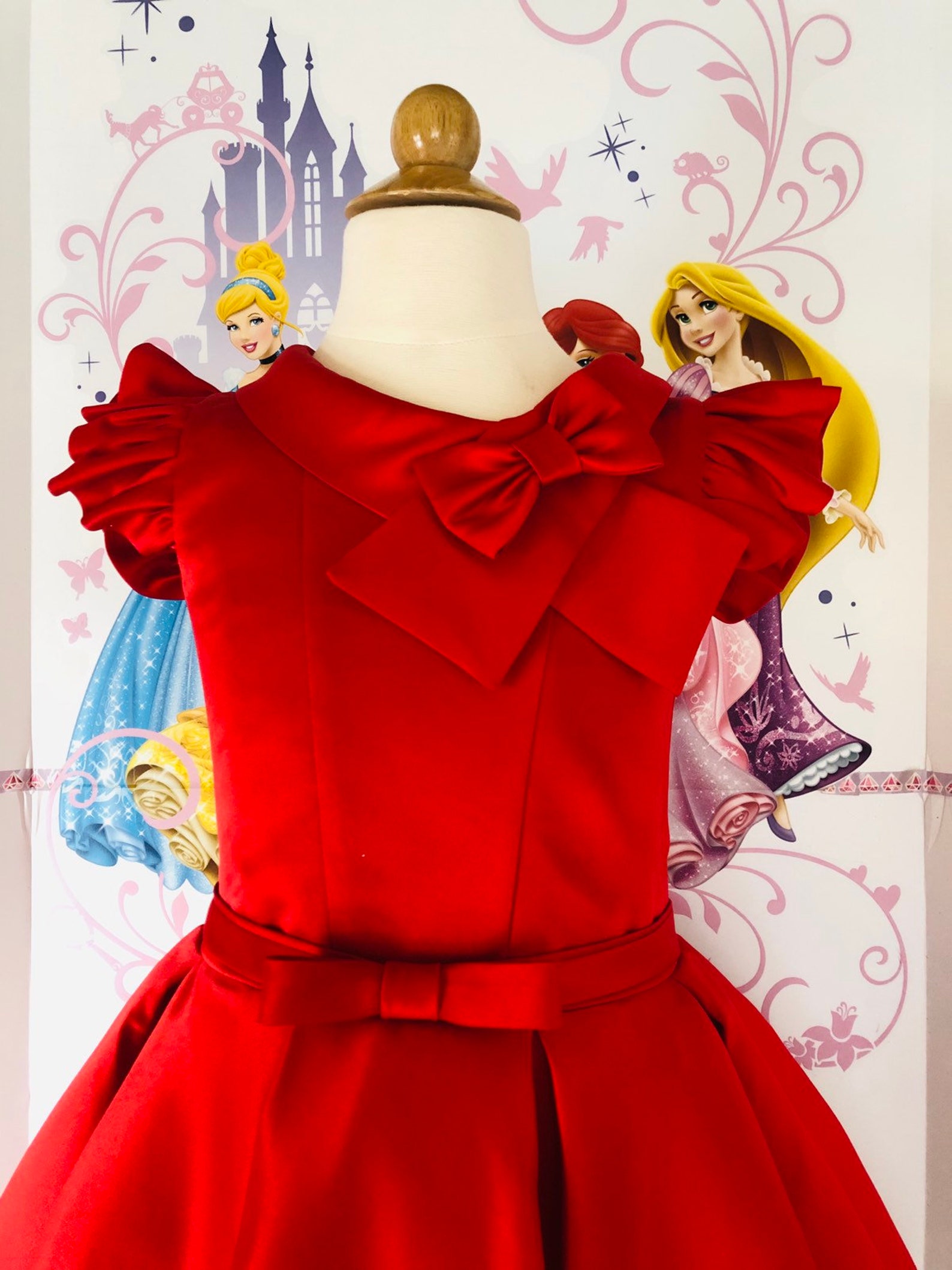 Red Interview Dress Pageant Dress With Bow Girls Satin Fluffy Dress ...