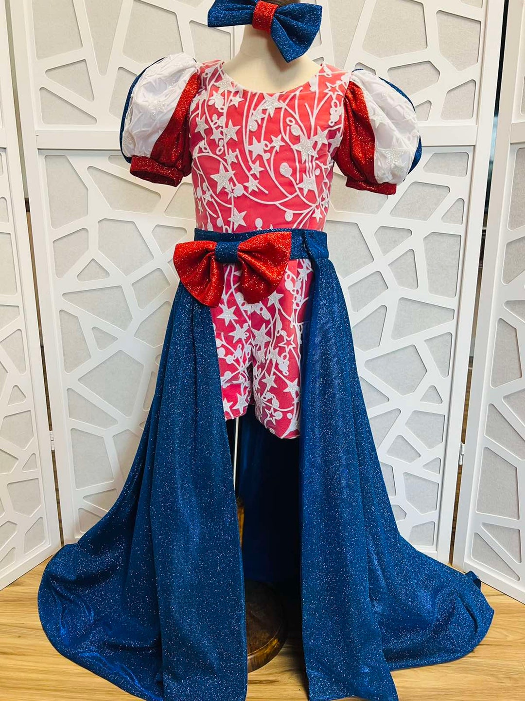 Red White Blue Wear With Cape Pageant Fun Fashion Girls Glitter ...