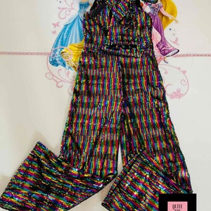 Hot Pink Sparkly Jumpsuit Pageant Outfit Girls Sequins Jumpsuit Fuchsia ...