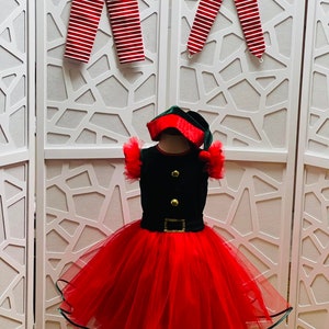 Christmas Elf Outfit With Bells Christmas Elf Dress Pageant Red Green ...