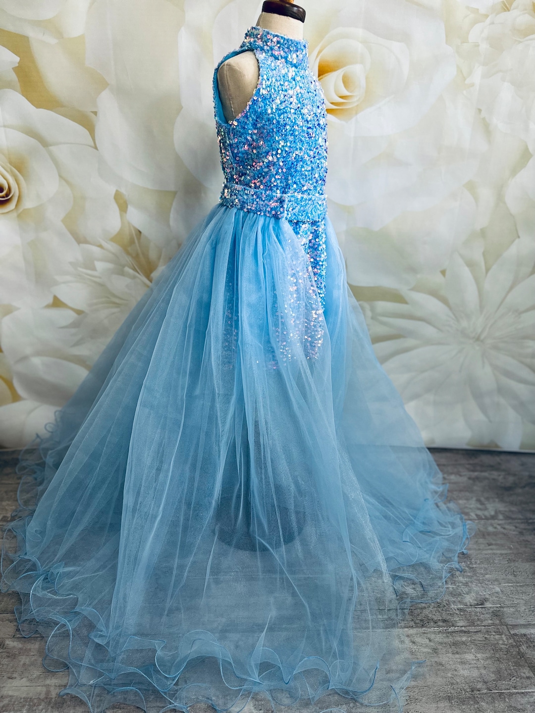 Fun Fashion Sequins Light Blue Girls Outfit Pageant Runway Pageant ...