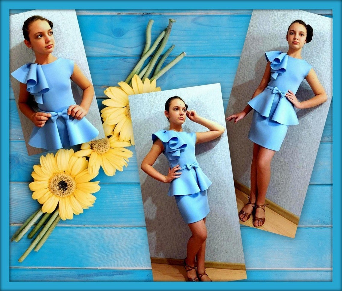 Yellow Interview Dress Pageant Yellow Dress With Peplum and | Etsy