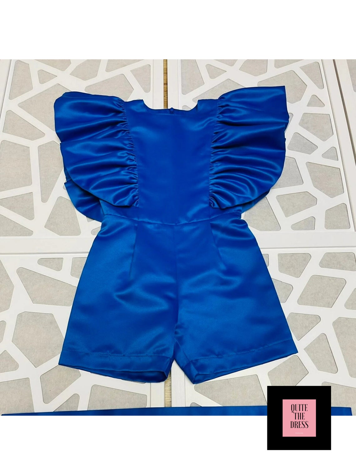 Royal Blue Interview Jumpsuit Pageant Blue Outfit Girls Satin Ruffles ...