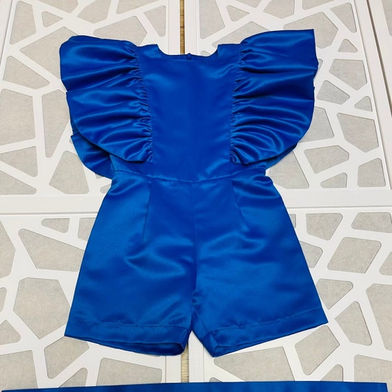 Royal Blue Interview Jumpsuit Pageant Blue Outfit Girls Satin | Etsy