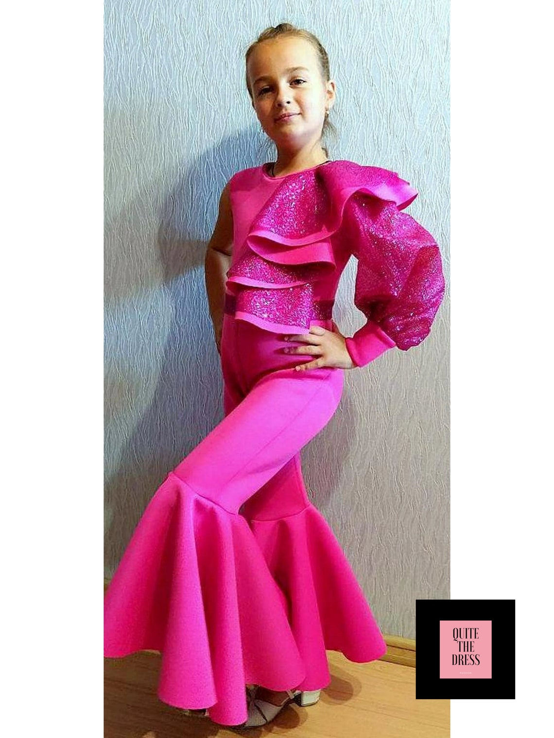 Hot Pink Sparkly Jumpsuit Pageant Outfit Girls Neoprene - Etsy