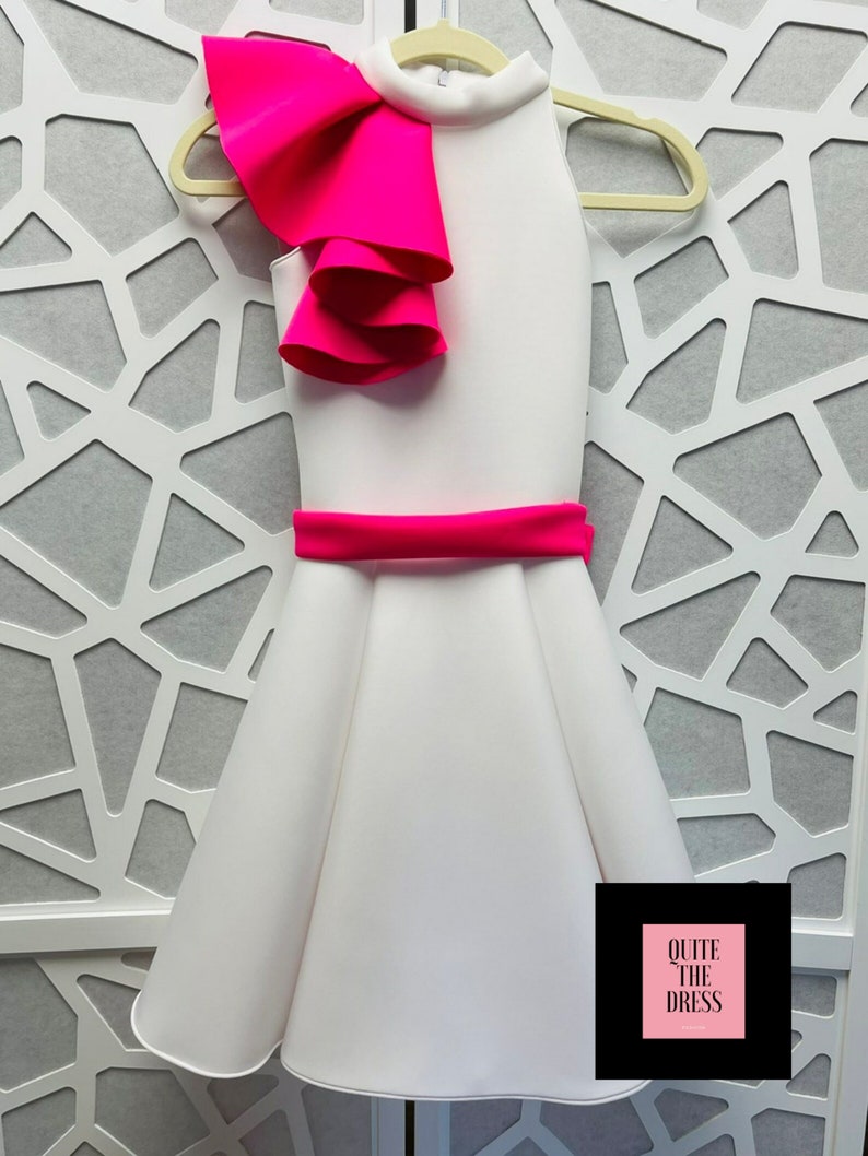 Hot Pink Interview Pageant Dress With Belt Girls Neoprene - Etsy