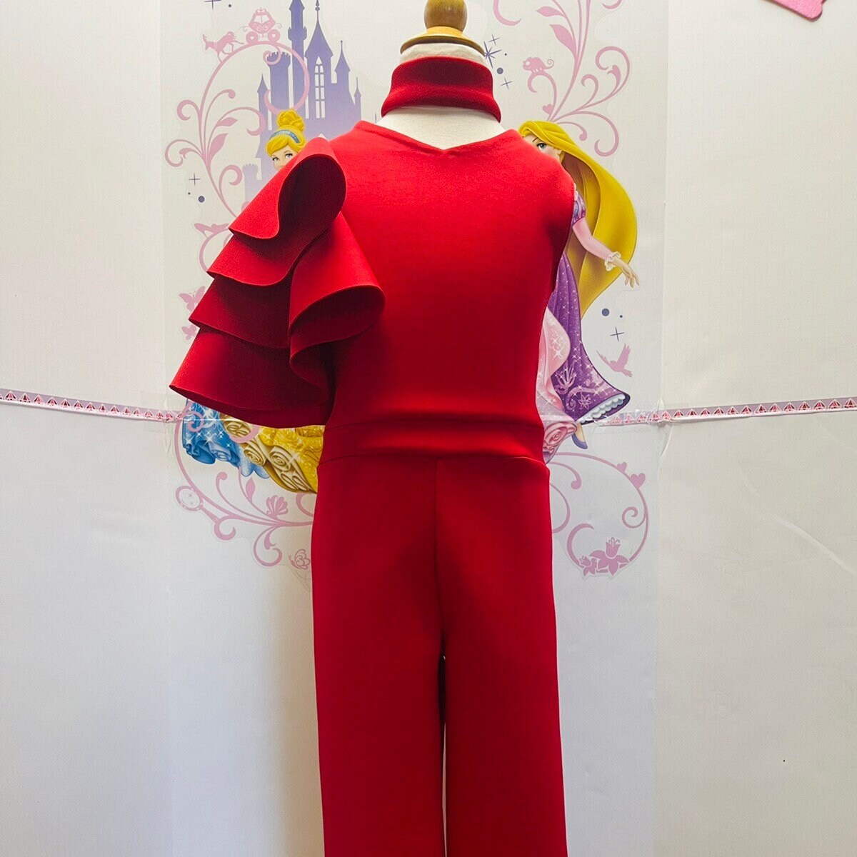 Red interview jumpsuit Pageant ruffles outfit Girls neoprene | Etsy