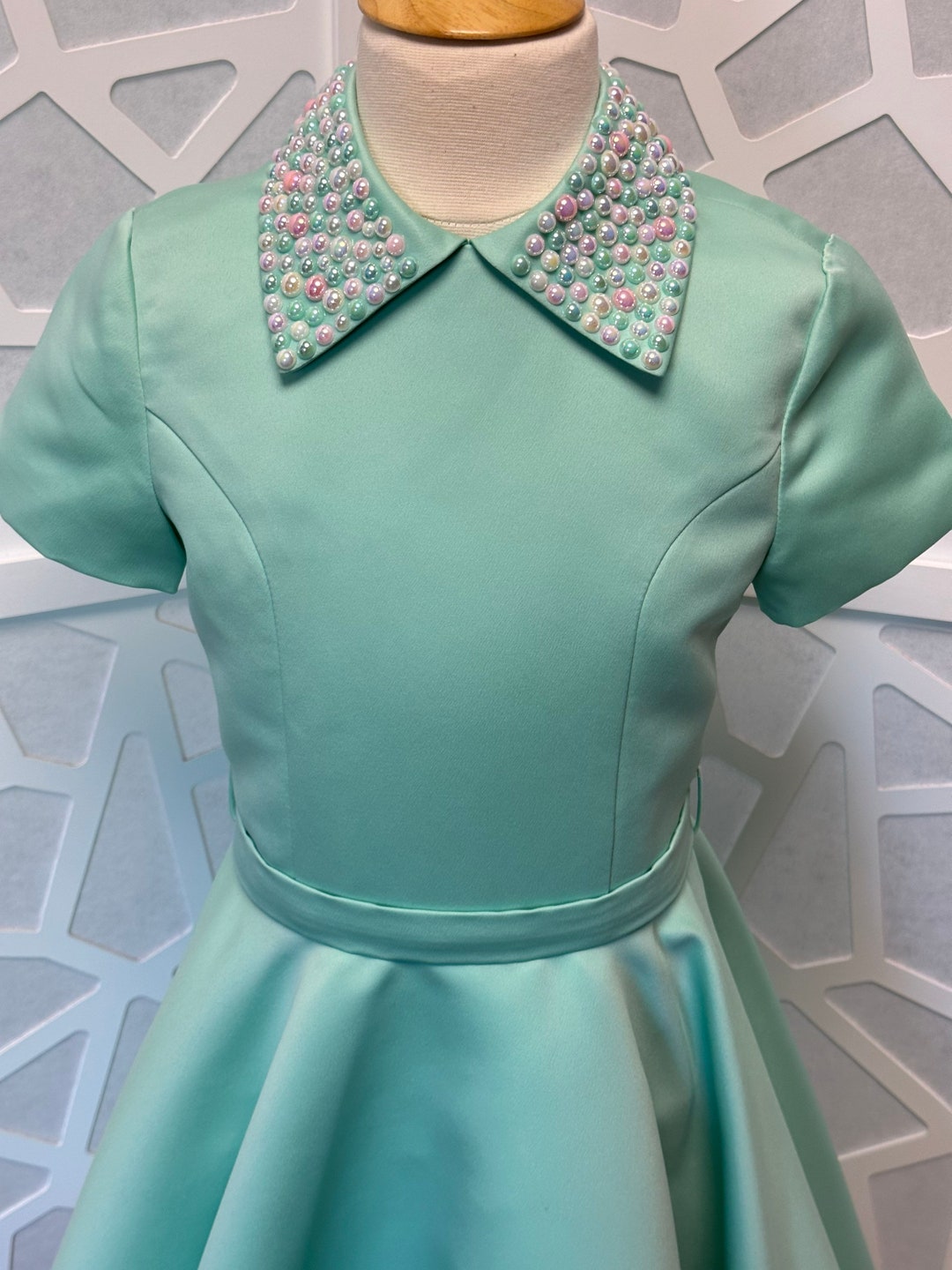 Mint Teal Interview Pageant Girls Satin Fluffy Dress Casual Torquoise ...