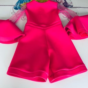 Hot Pink Yellow jumpsuit romper Pageant outfit Girls neoprene | Etsy