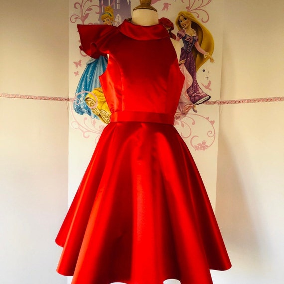 Red interview Pageant dress with belt Girls satin fluffy | Etsy