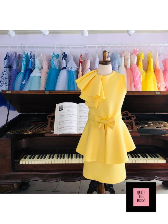 Yellow Interview Dress Pageant Yellow Dress With Peplum and - Etsy