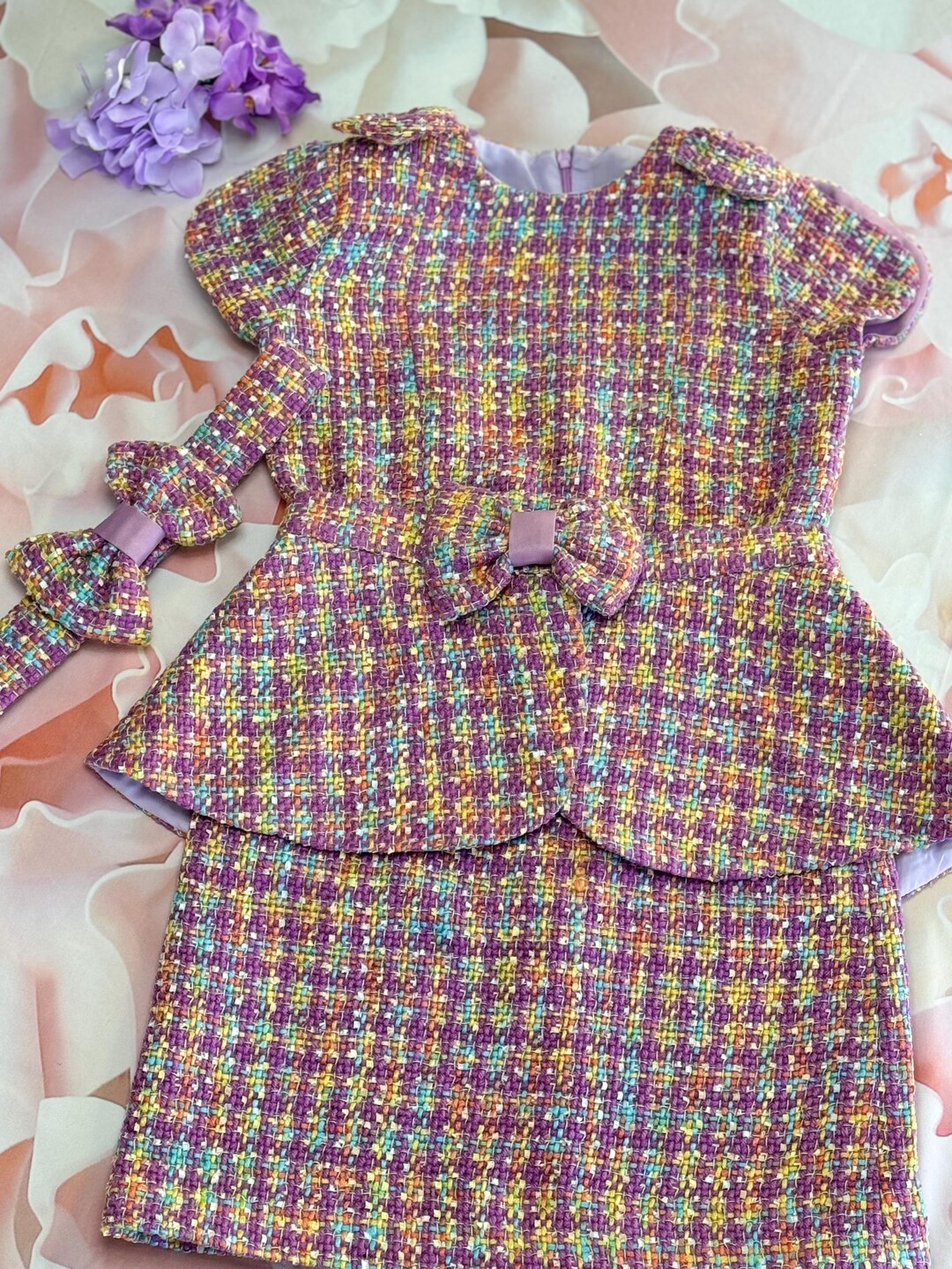 Purple Tweed Dress Pageant Interview Outfit Girls Casual Wear Lavender ...