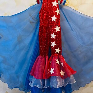Red White Blue Jumpsuit Pageant Fun Fashion Girls Sequins Sparkly ...