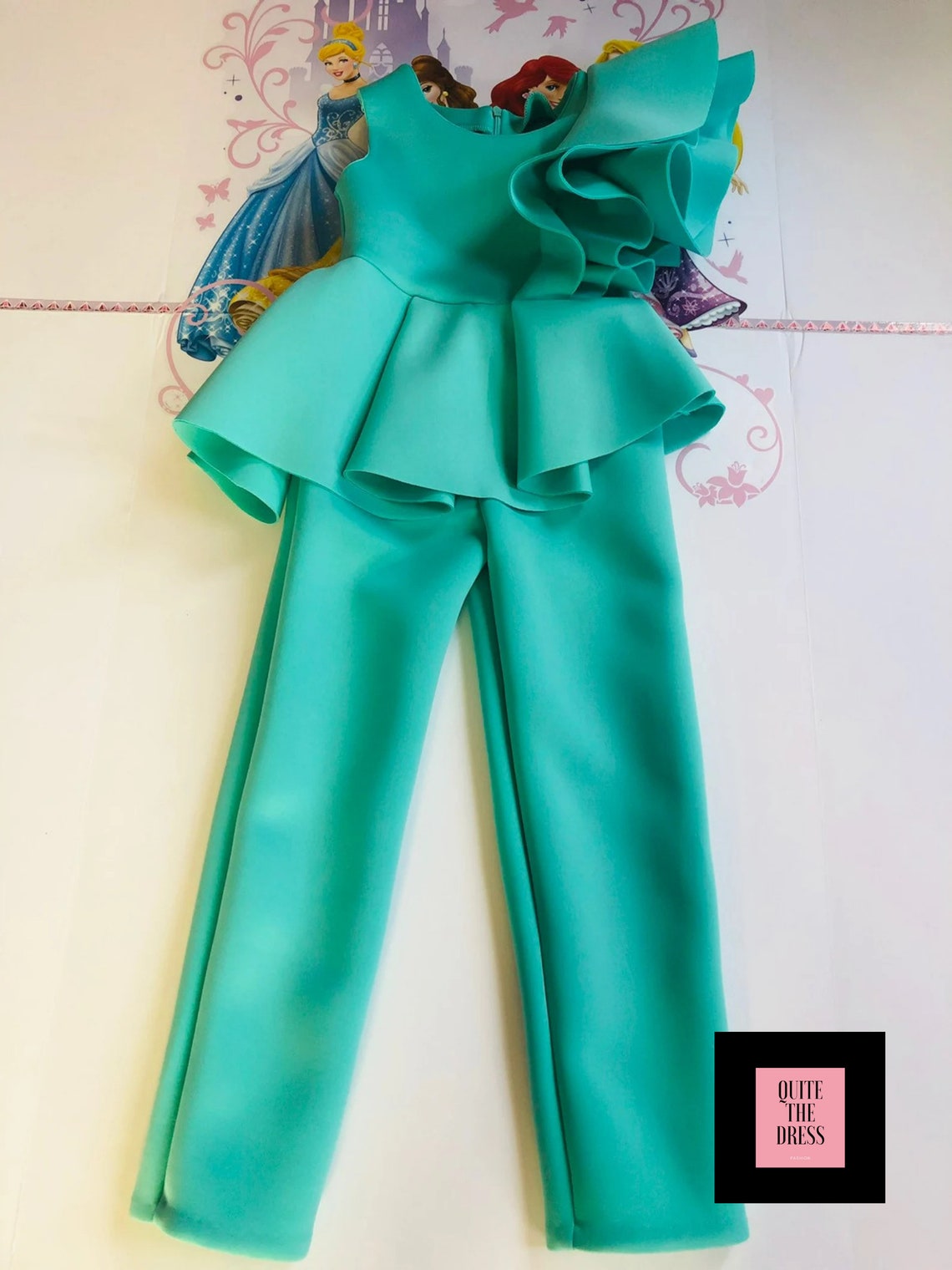Mint Aqua Turquoise Interview Jumpsuit Pageant Outfit Girls Neoprene ...