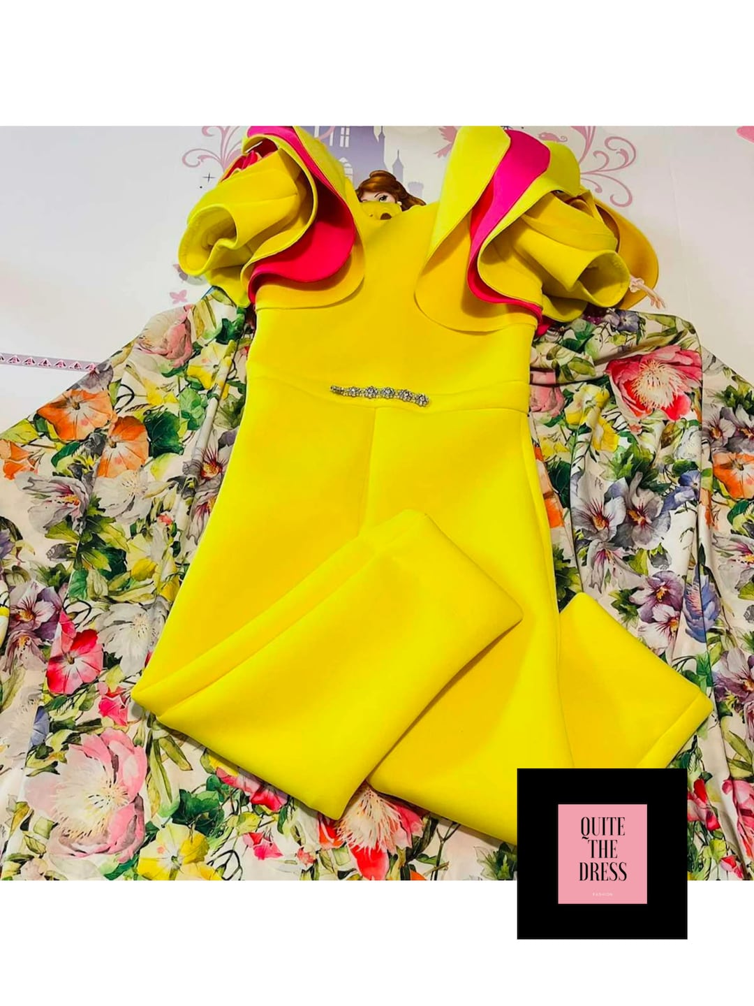 Hot Pink Yellow Jumpsuit Pageant Fun Fashion Girls Neoprene Scuba ...