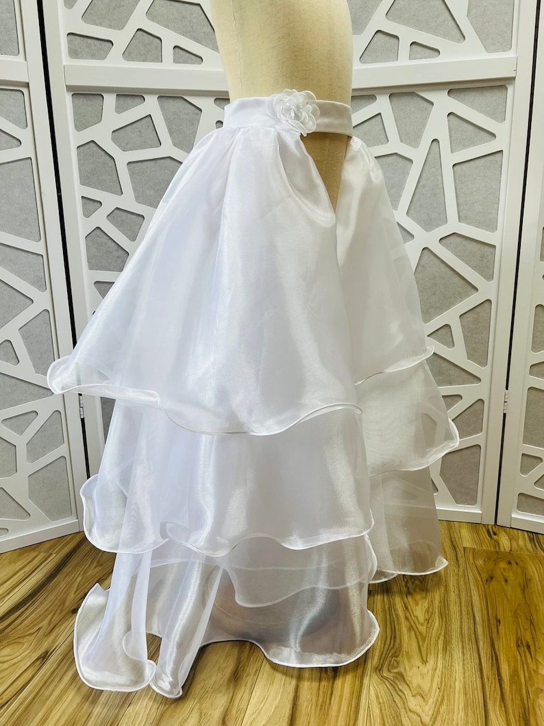 White Organza Pageant Runway Skirt Girls White Waist Cape - Etsy