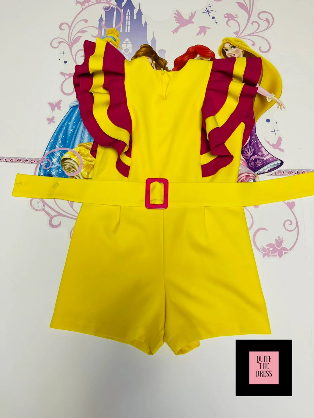 Yellow Pink Interview Jumpsuit Pageant Yellow Outfit Girls Ruffles ...