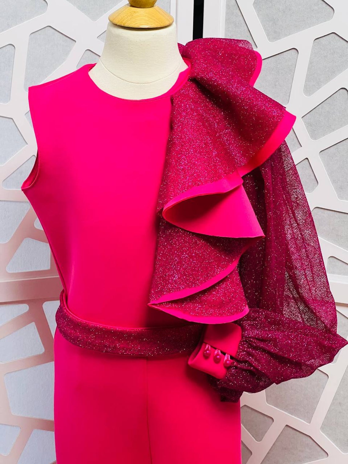 Hot Pink Sparkly Jumpsuit Pageant Outfit Girls Neoprene - Etsy