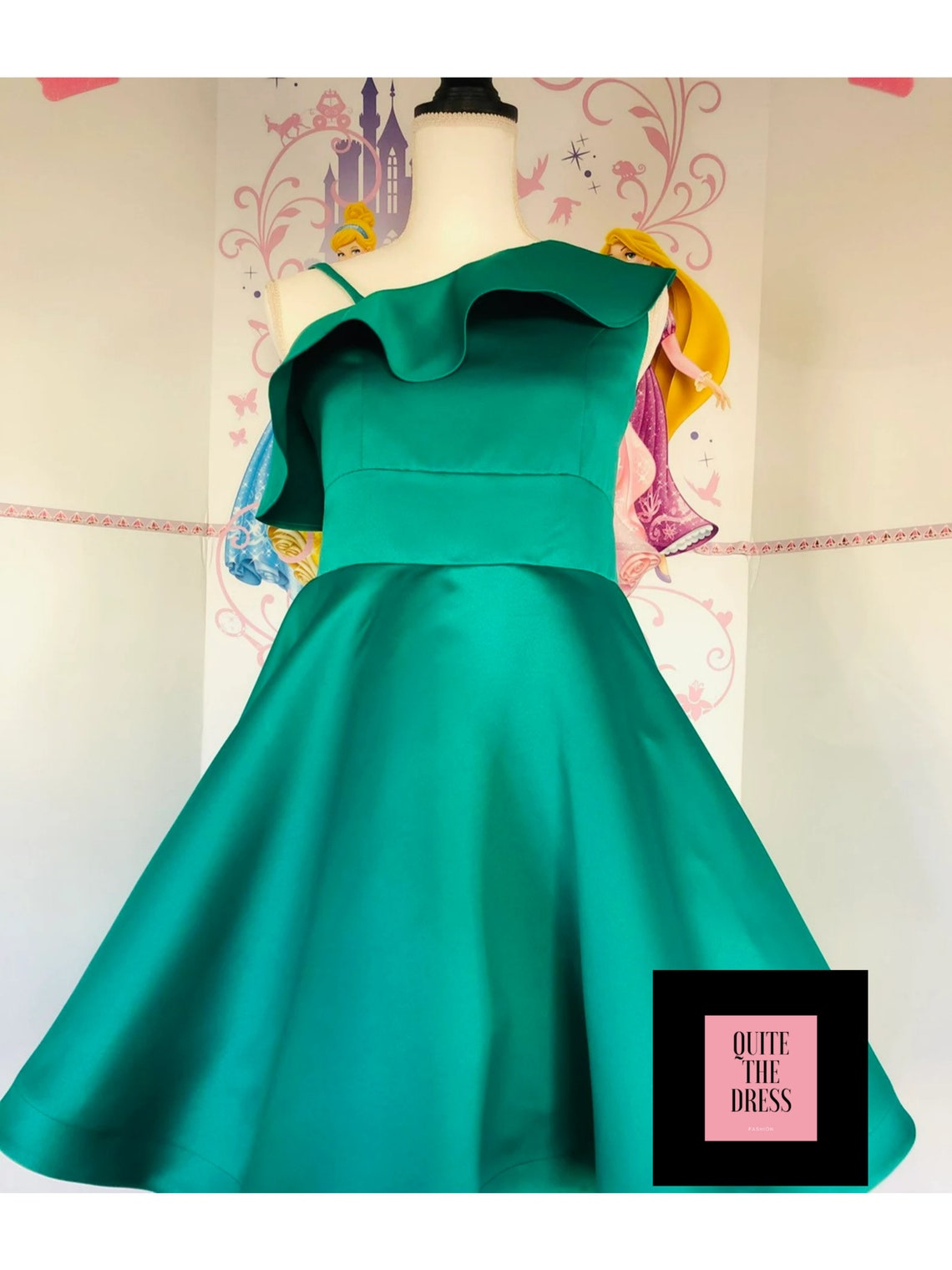Green Teal Interview Dress Pageant Dress With Ruffles Girls Satin Dress ...