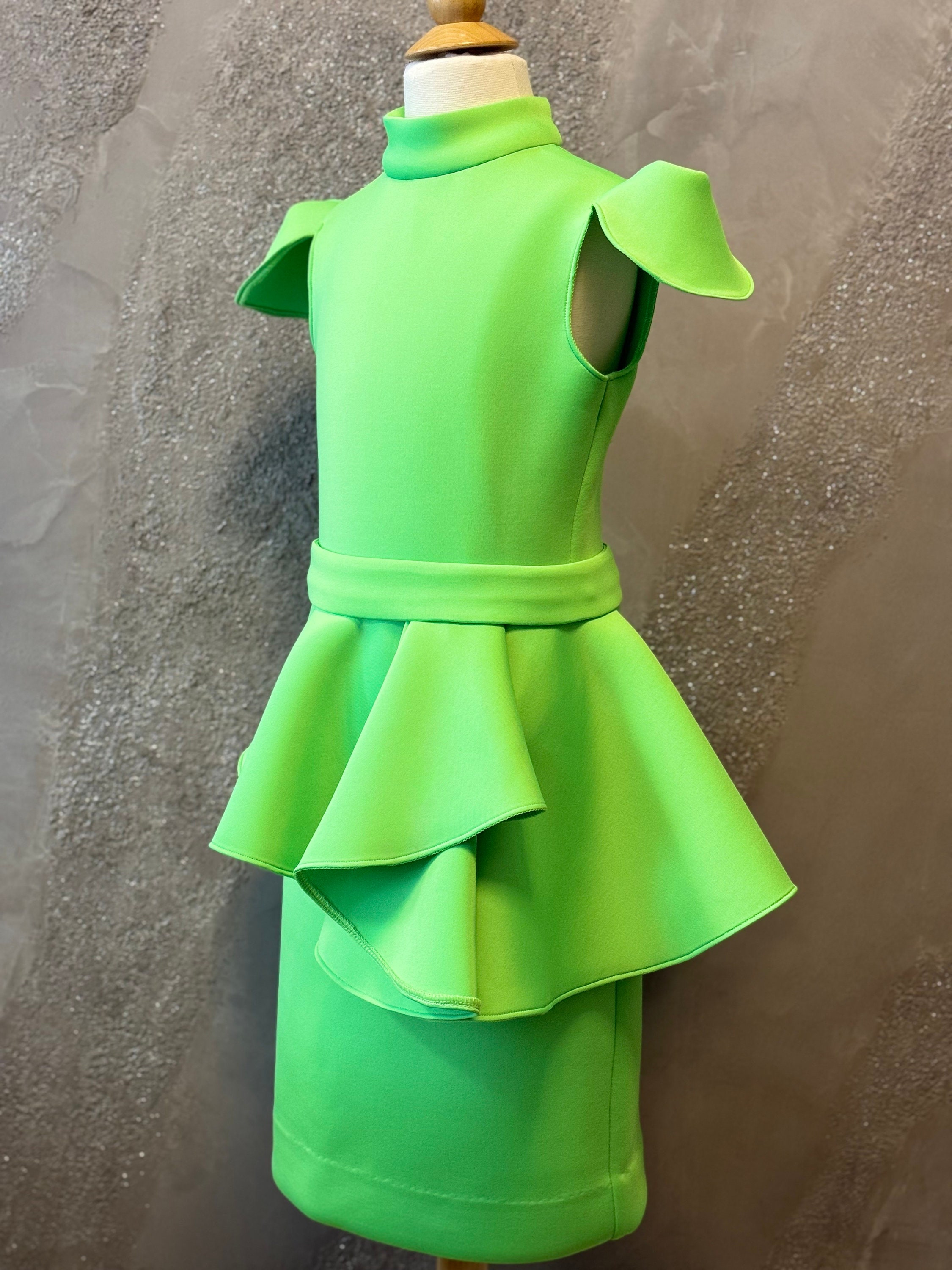 Kelly Green Pageant Dress With Peplum Girls Neoprene Homecoming Outfit ...