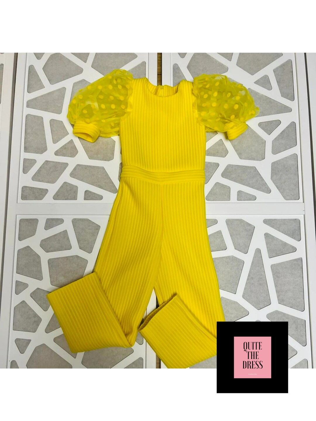 Yellow Pageant Interview Girls Outfit Bright Yellow Neoprene Jumpsuit ...