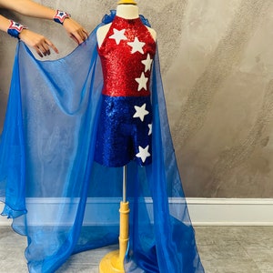 Red White Blue Wear With Cape Pageant Fun Fashion Girls Patriotic ...
