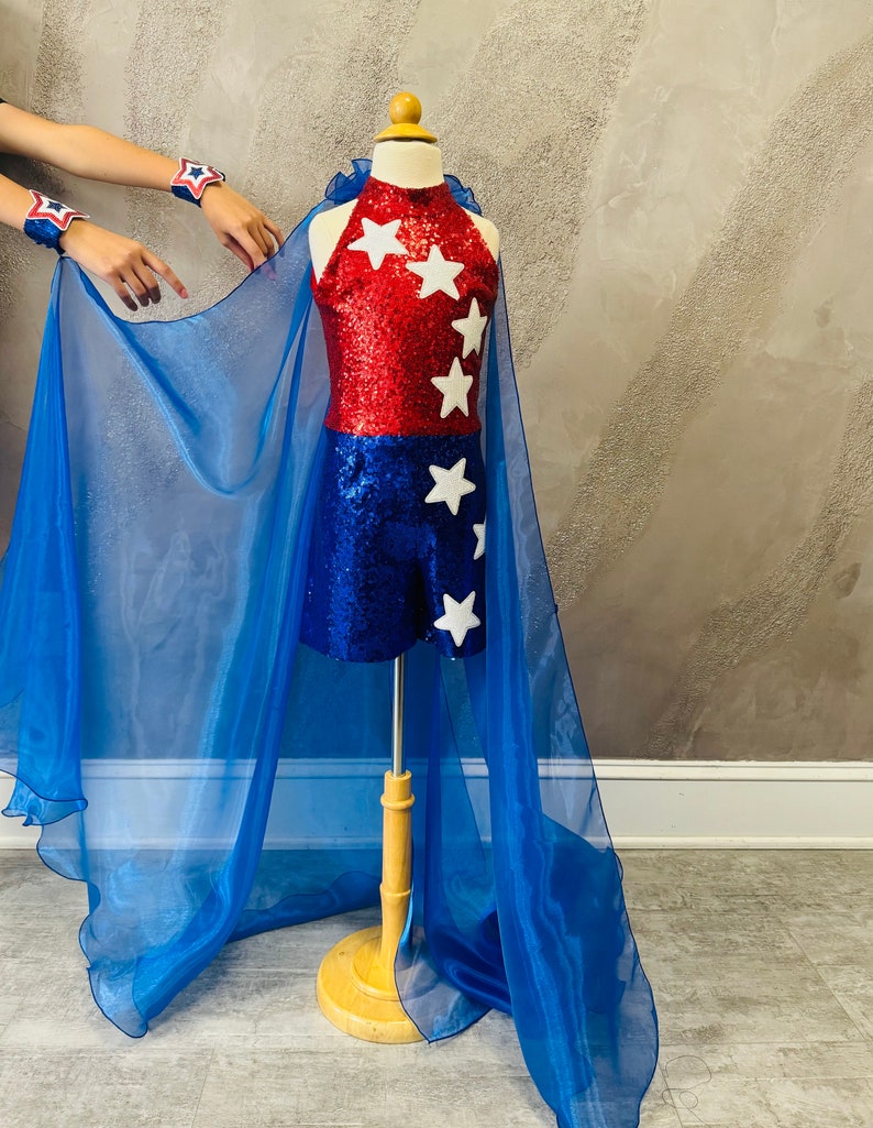 Red White Blue Wear With Cape Pageant Fun Fashion Girls Patriotic ...