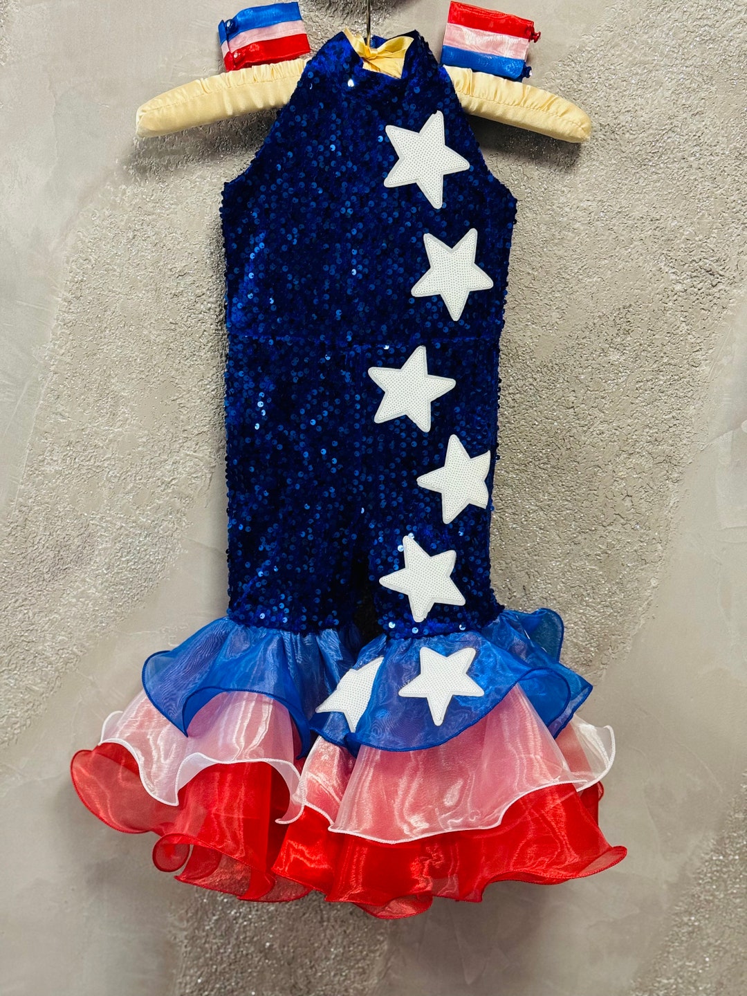 Red White Blue Jumpsuit Pageant Fun Fashion Girls Sequins Sparkly ...