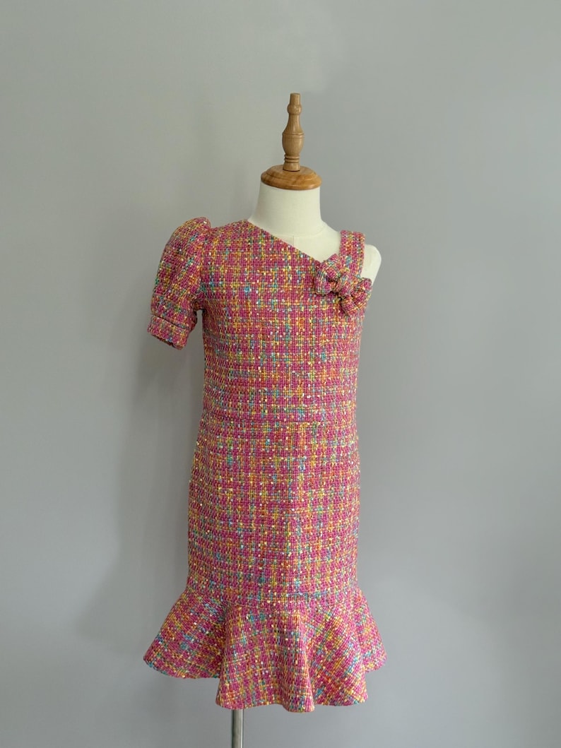 Pink Tweed Dress Pageant Interview Outfit Girls Casual Wear Pink Unique ...