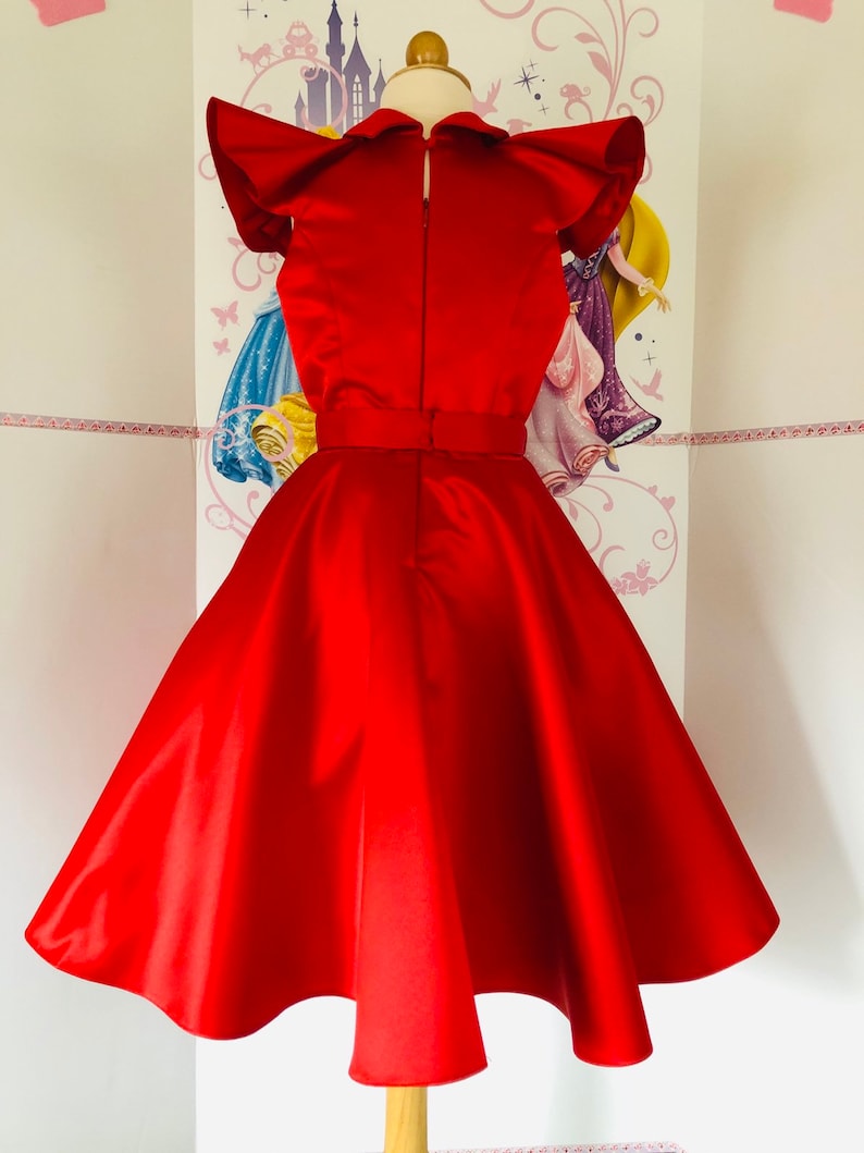 Red Interview Pageant Dress With Belt Girls Satin Fluffy Dress - Etsy