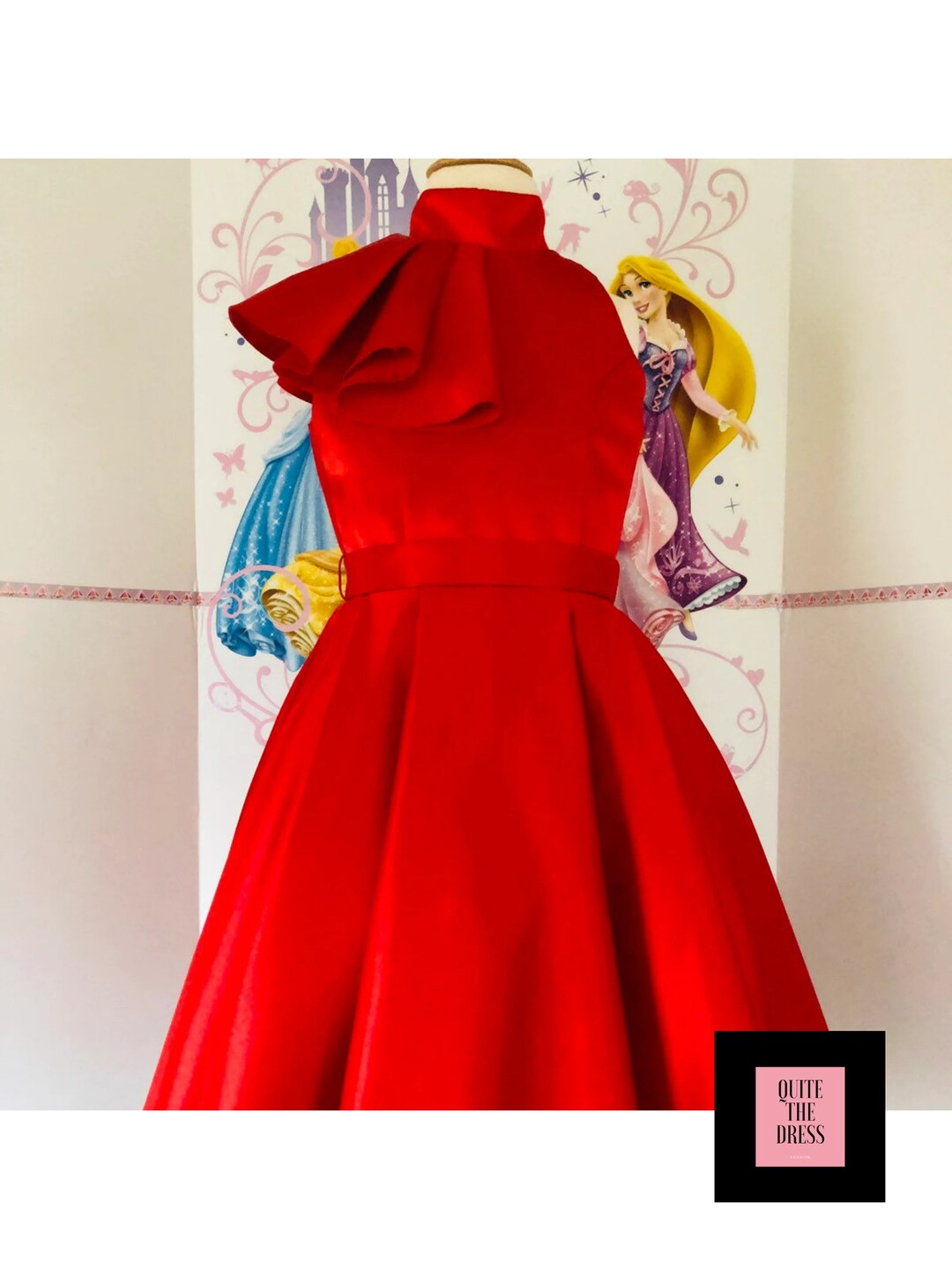 Red Interview Dress Pageant Dress With Belt Girls Satin Fluffy Dress ...