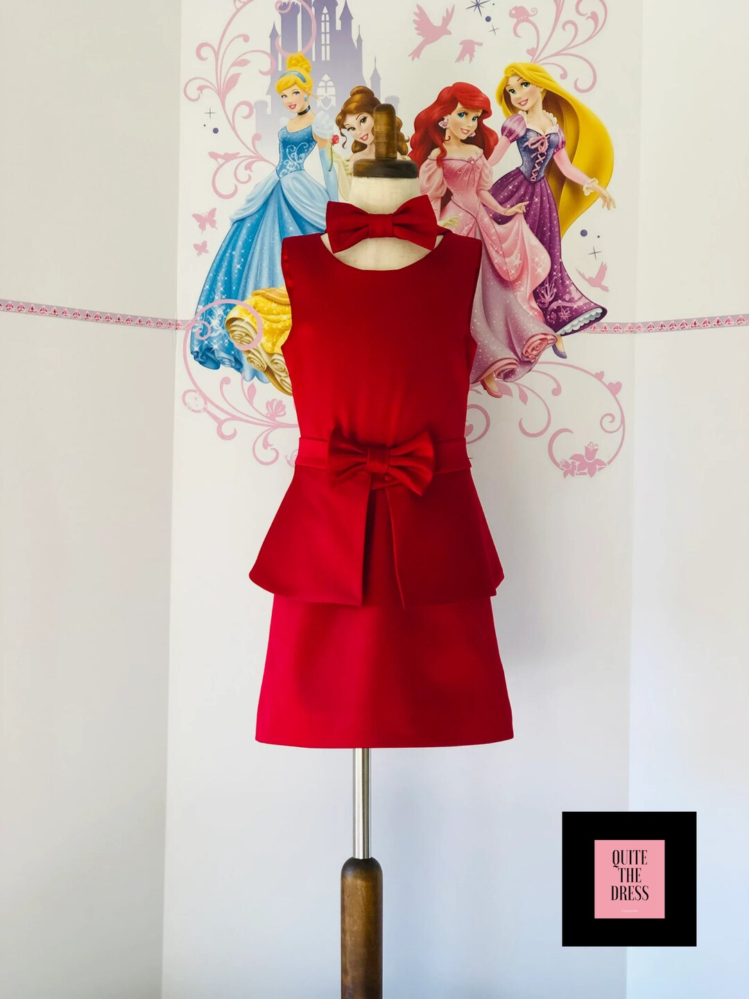 Red Interview Dress Pageant Dress Red Dress With Peplum and Bow Girls ...