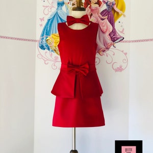 Red Interview Dress Pageant Dress Red Dress With Peplum and Bow Girls ...