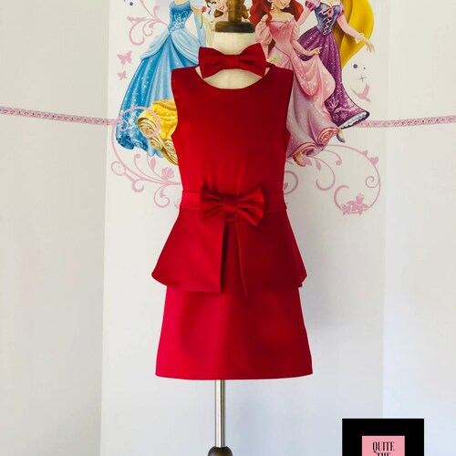 Red Interview Dress Pageant Red Dress With Peplum and Bow - Etsy