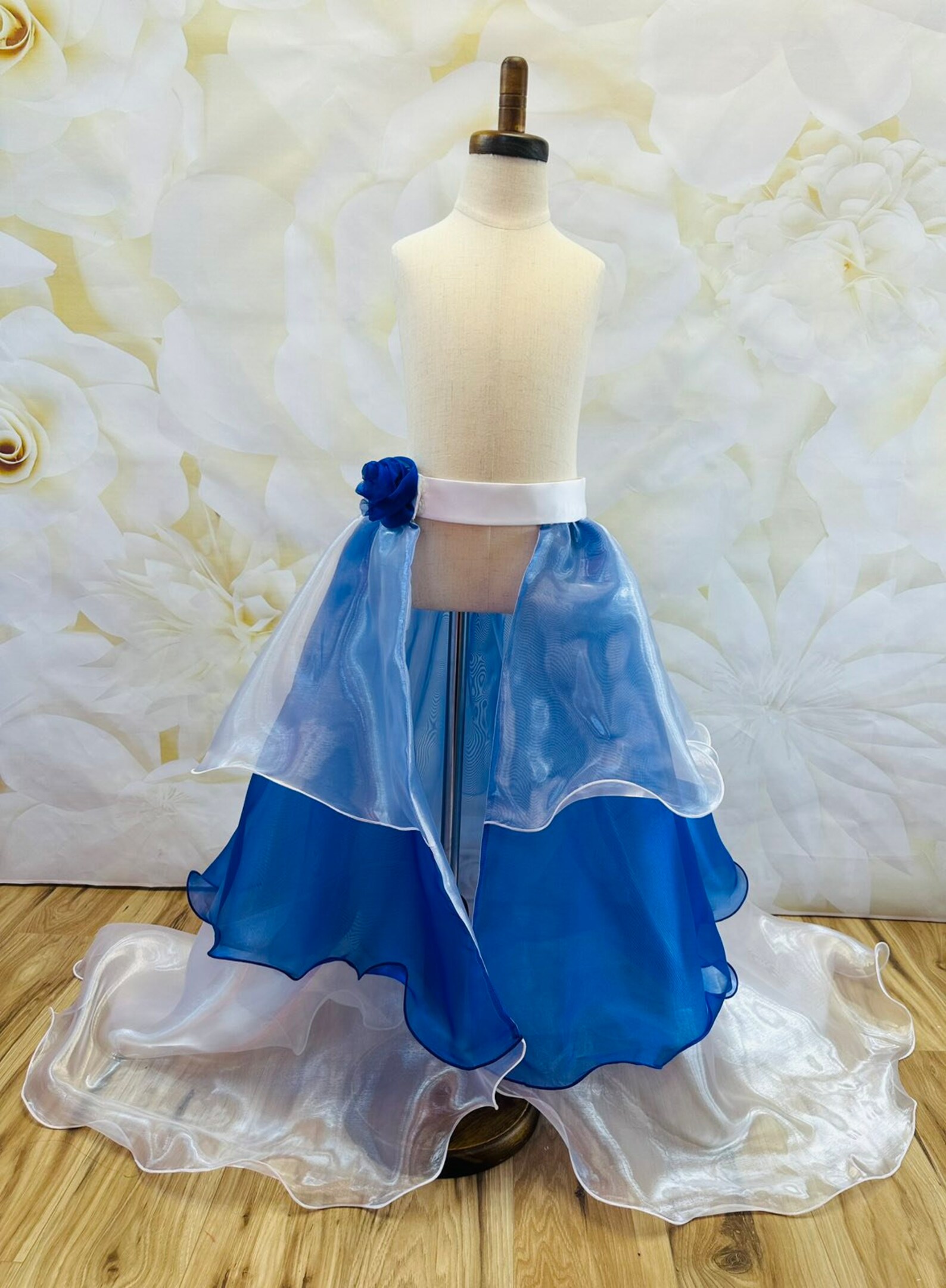 White Organza Pageant Runway Skirt Girls White Waist Cape White Fun ...