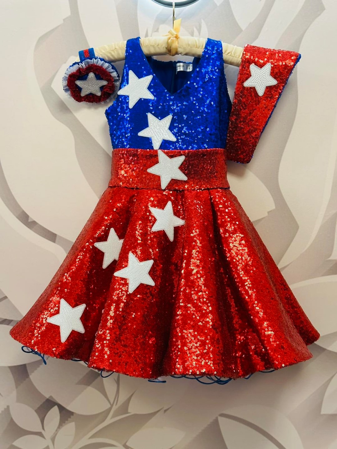 Red White Blue Patriotic Outfit Pageant Girls Unique Sequins Patriotic ...