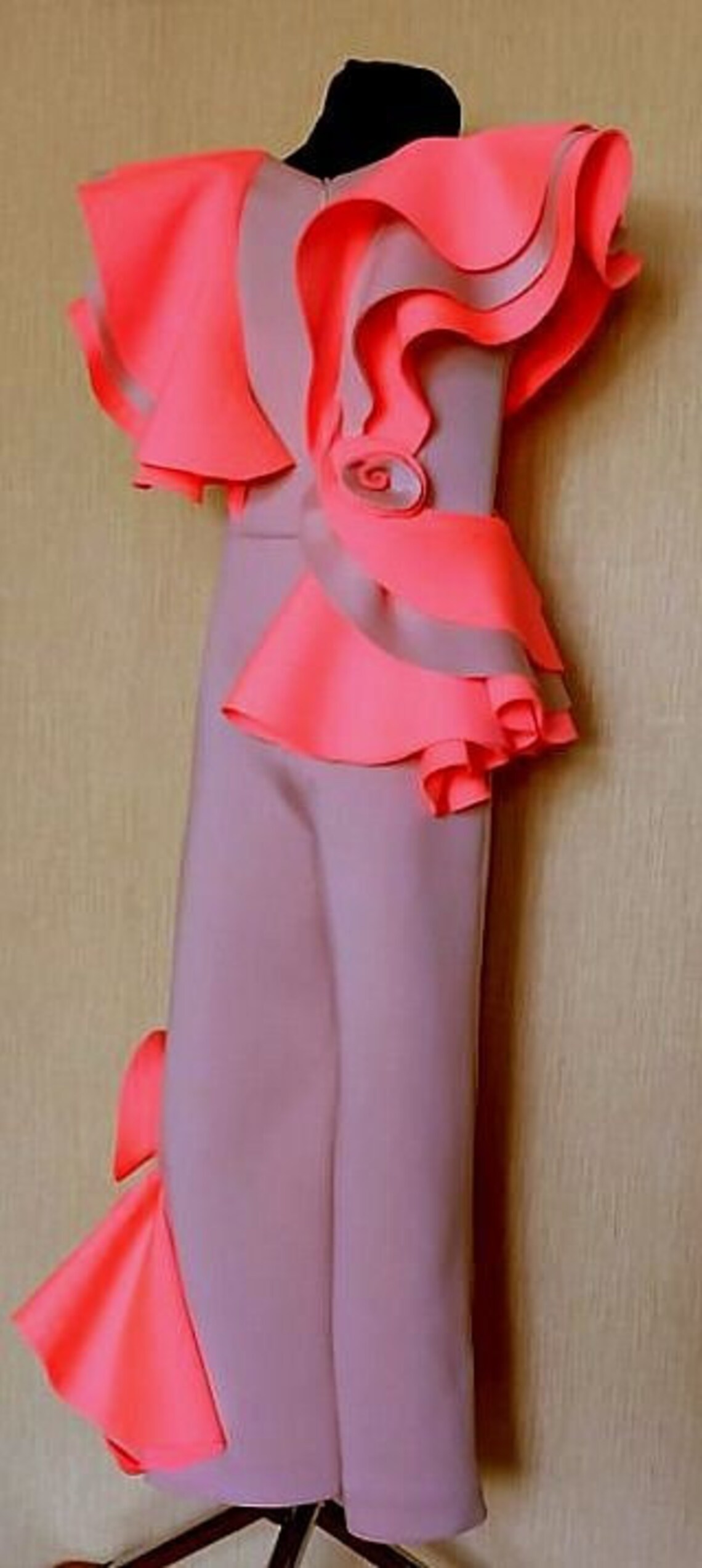 Peach Orange Jumpsuit Unique Pageant Runway Outfit Girls - Etsy