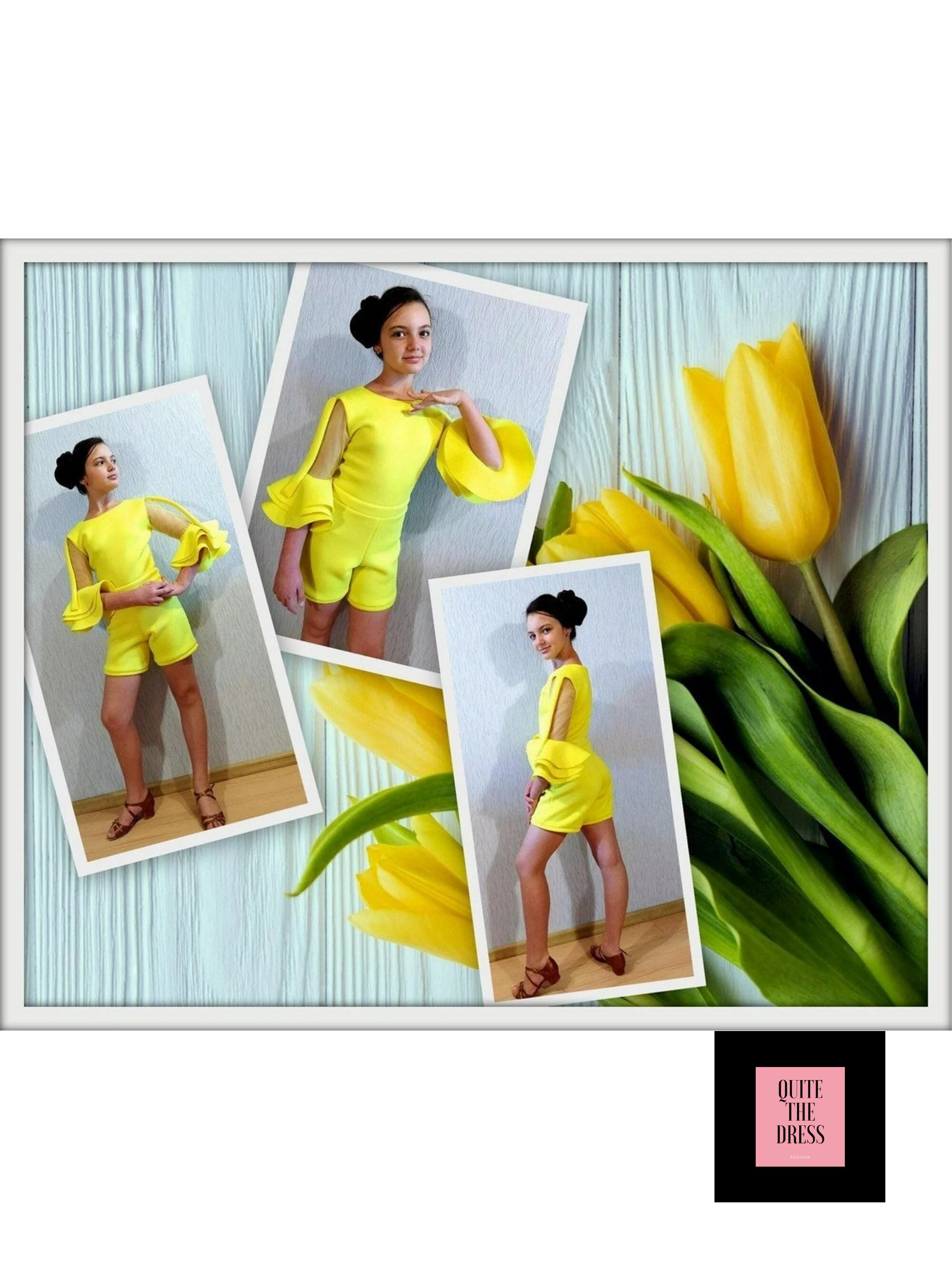 Hot Pink Yellow Jumpsuit Romper Pageant Outfit Girls Neoprene Sleeve ...