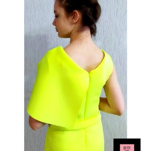 Yellow Pageant Interview Girls Outfit Bright Yellow Neoprene Jumpsuit ...