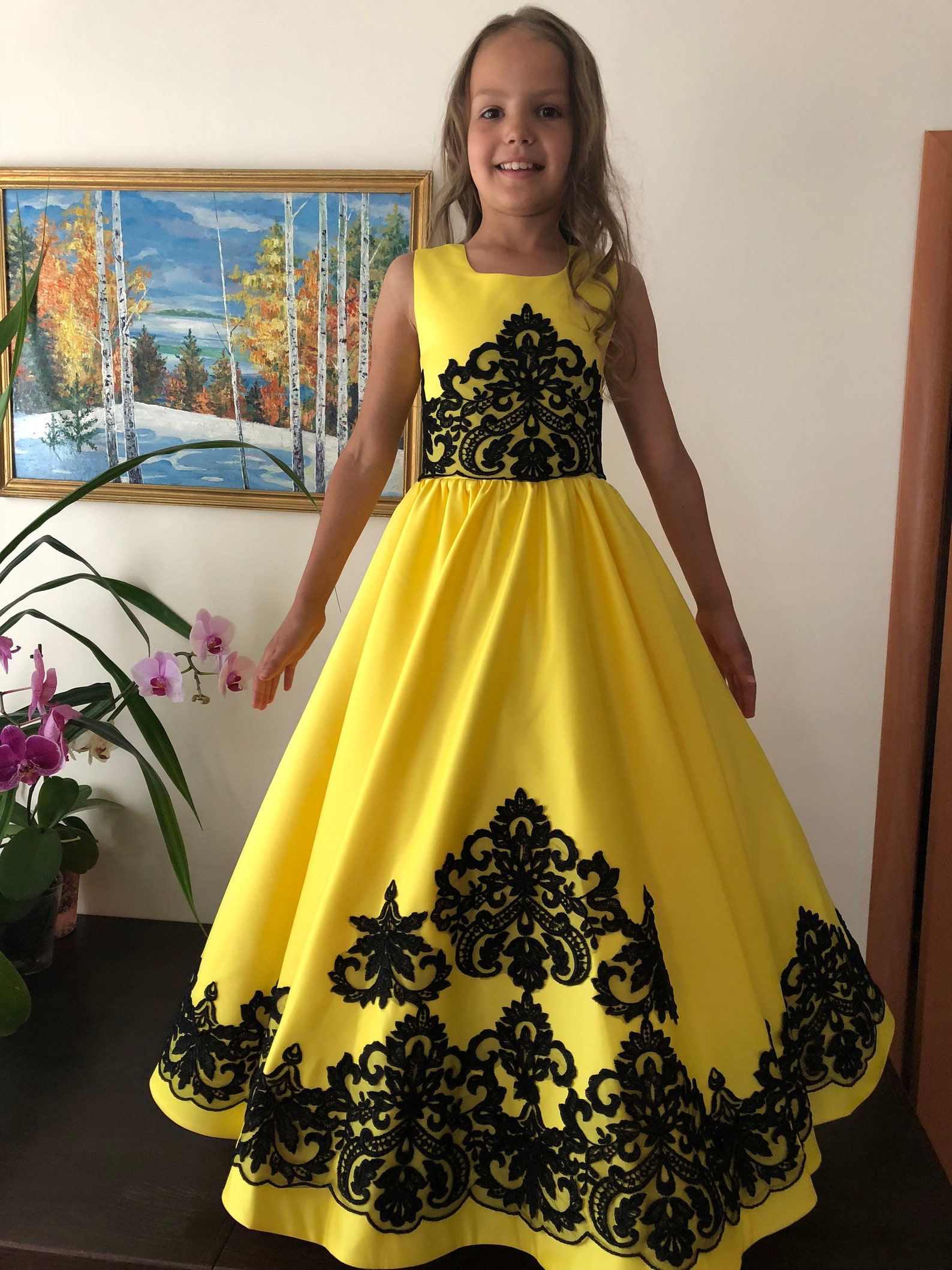 Yellow Pageant Girls Dress Girls Ball Gown Party Birthday - Etsy