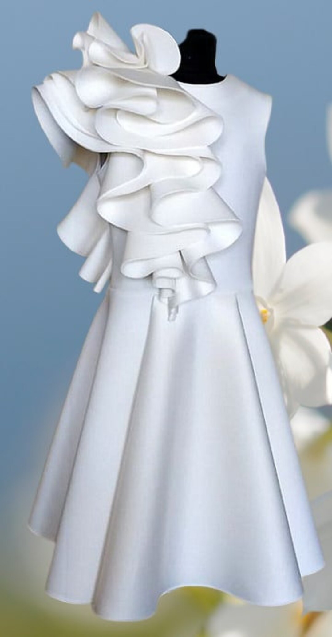 White Interview Dress Pageant Dress White Dress With Ruffles Girls ...